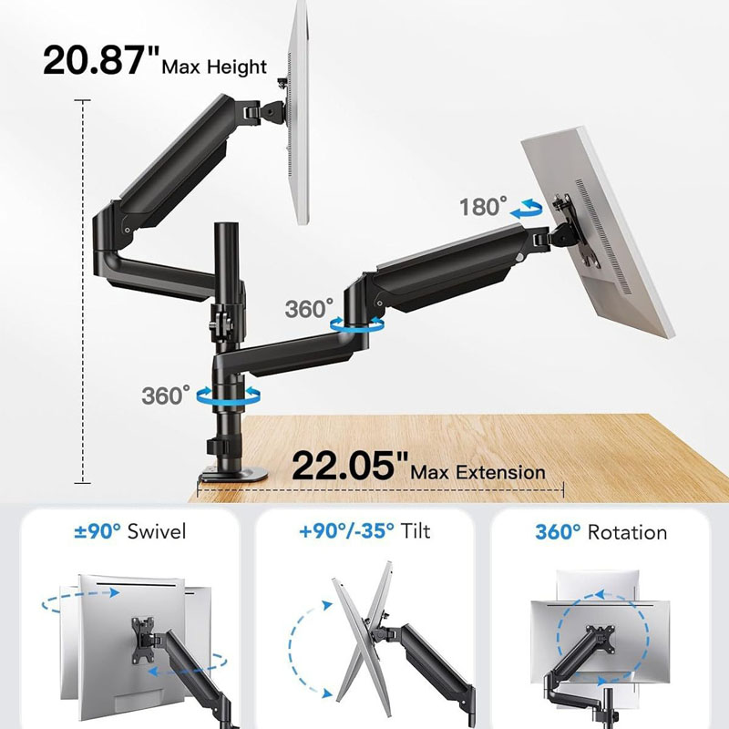 SG Adjustable Monitor arm 17-32 "dual/single monitor stand - computer ...