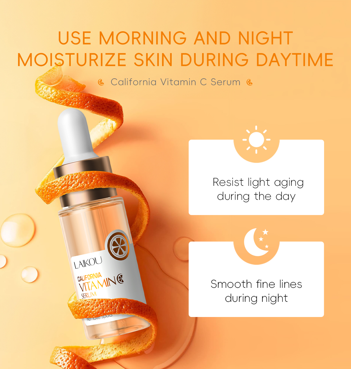 LAIKOU Vitamin C Facial Serum VC Whitening Anti-Aging Freckle Dark Spot ...