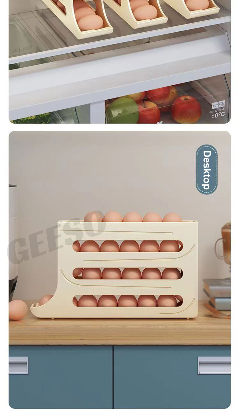 GEESO 30 Grids Egg Storage Organizer/ 3 Tier Egg Rack Tray/ Automatic ...