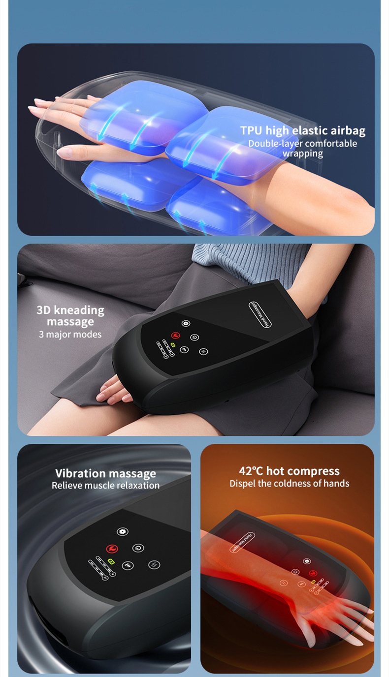 Electric Hand Massager Palm Finger Massage Air Compression Heating ...