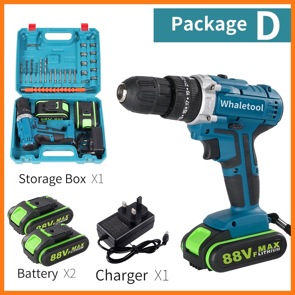3 In 1 impact Multifunctional Cordless hammer Drill 25 Speed Torque ...