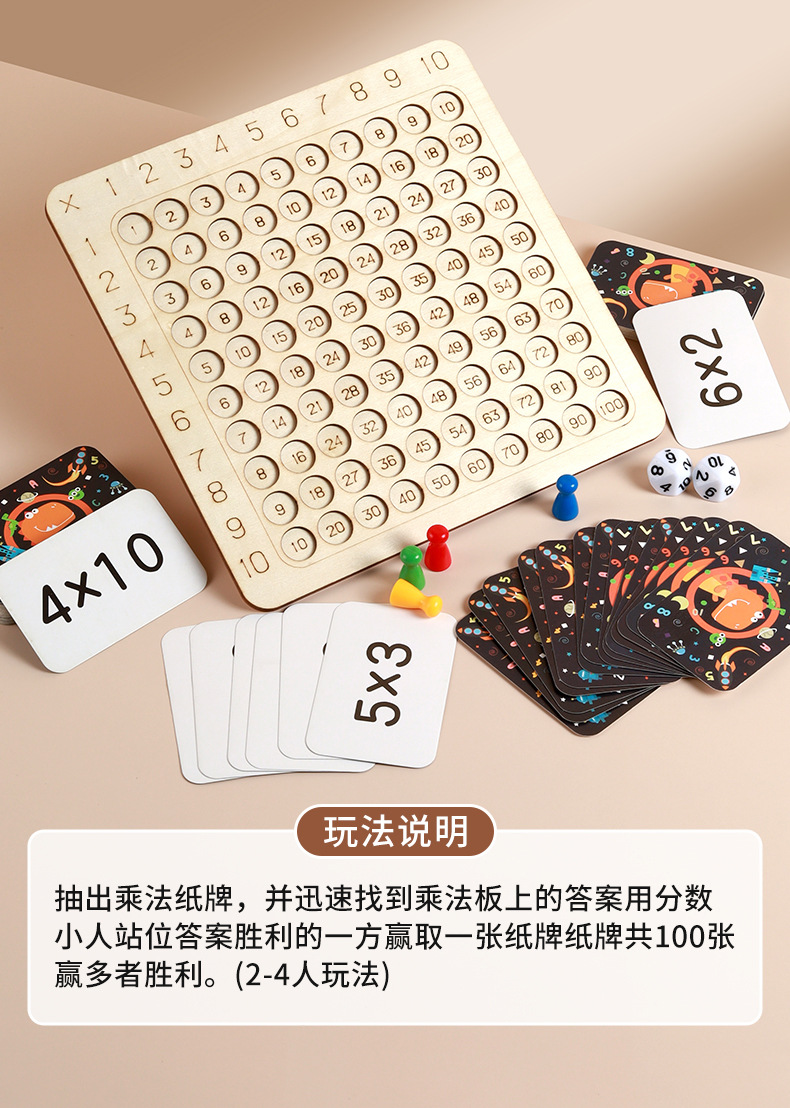 🔥Ship 24H🔥 Multiplication Game Board Game Wooden Maths Multiplication ...