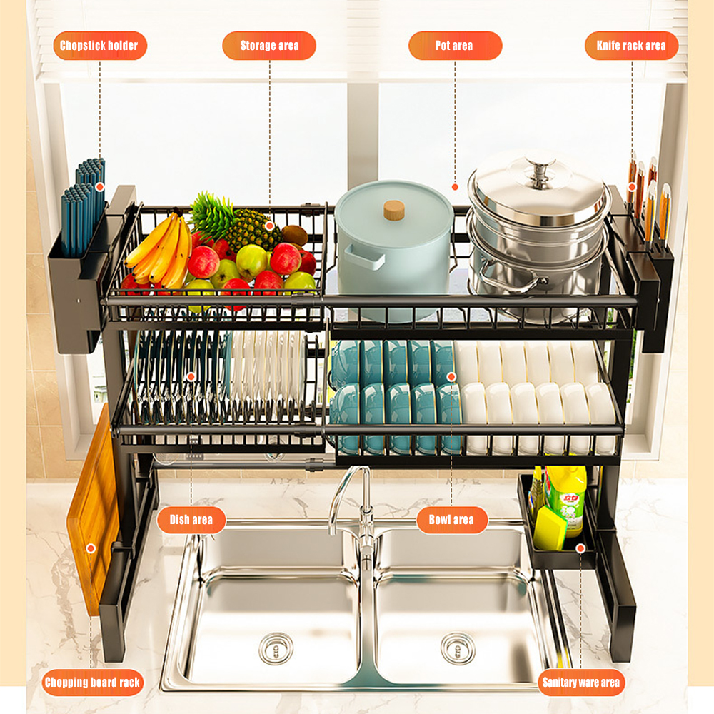 Retractable Sink Rack Dish Rack Over Sink Plate Drying Rack Kitchen ...