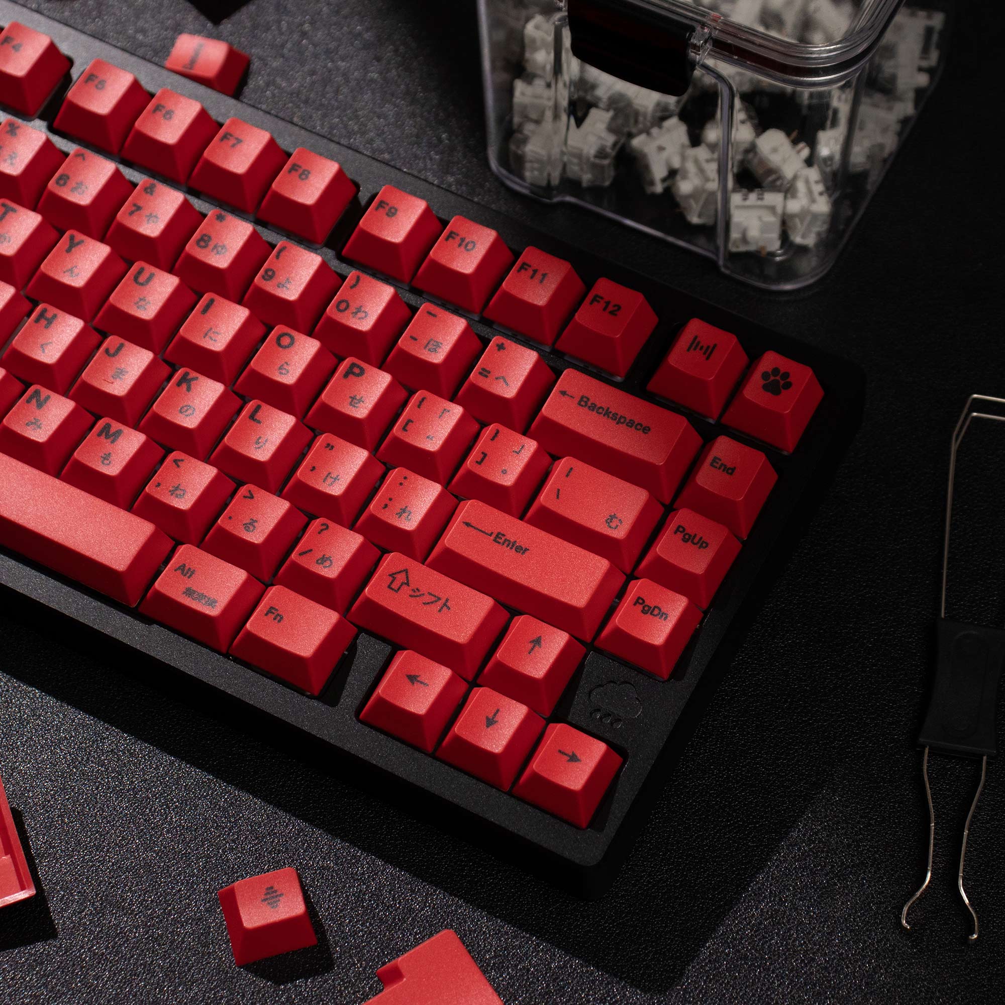 Minimalist red 140-key mechanical keyboard keycap PBT Dye sublimation ...