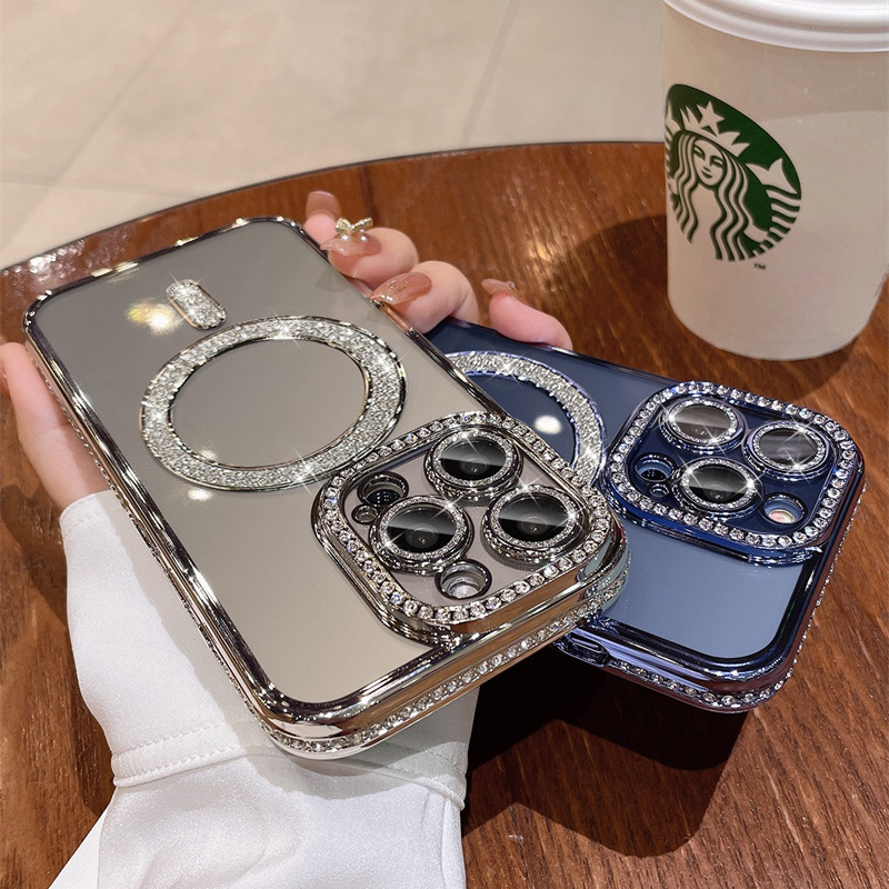 Glitter Diamonds Magnetic Phone Case For iPhone 16 pro max 15 14 plus ...