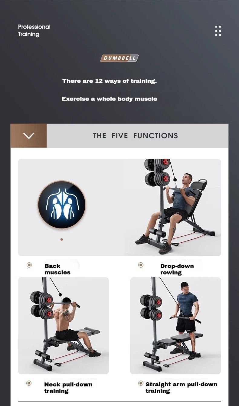 Zero Workout Bench Home Gym Bench Foldable Dumbbell Bench Press Workout ...