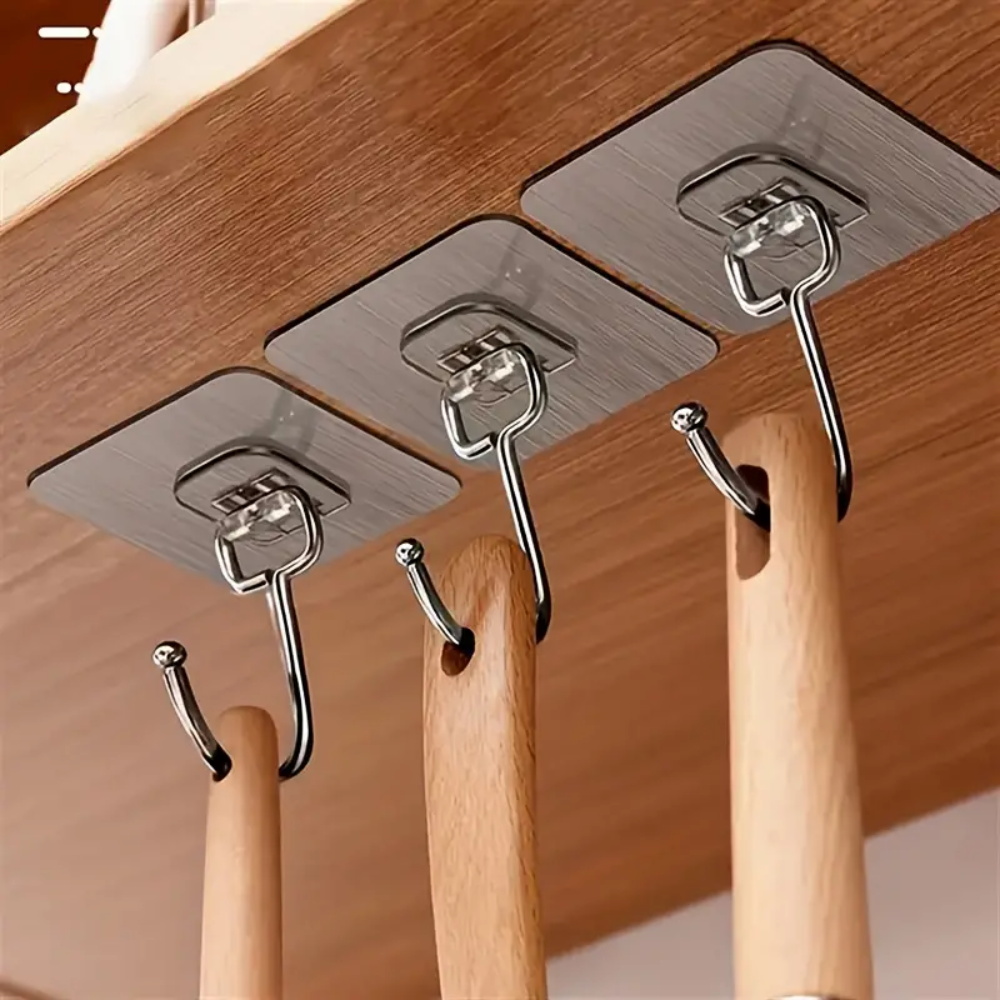 1/5pcs Heavy-Duty Adhesive Hooks for Hanging Heavy Items - Punch Free ...
