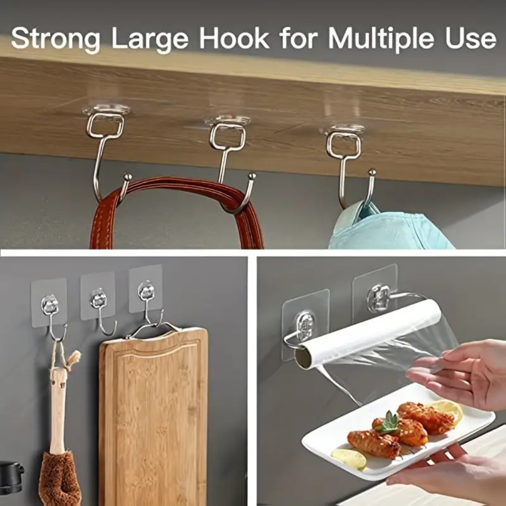 1/5pcs Heavy-Duty Adhesive Hooks for Hanging Heavy Items - Punch Free ...