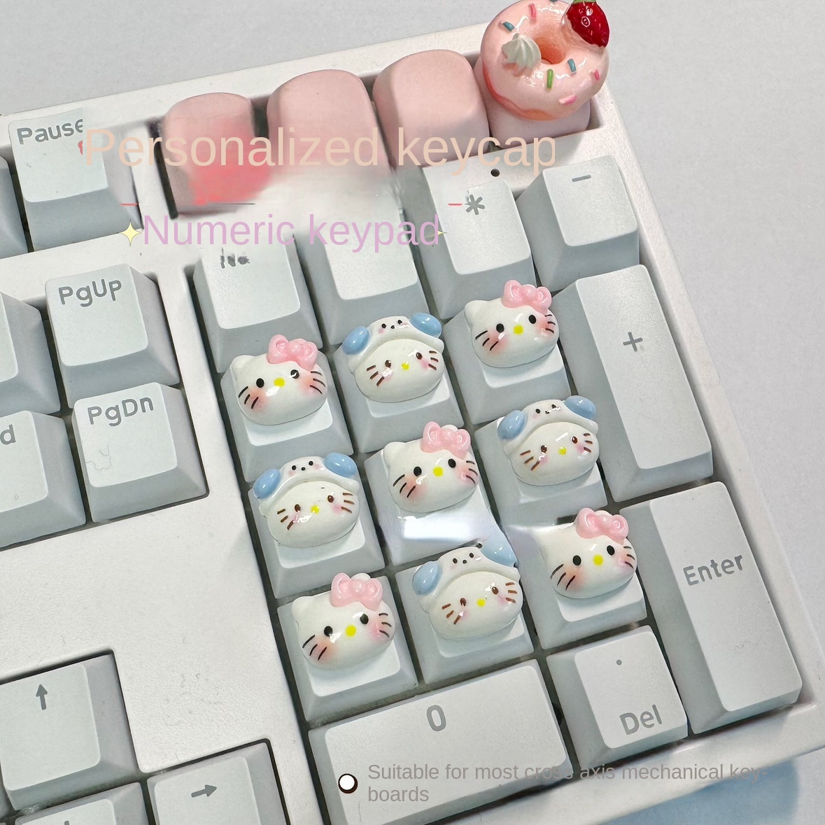 9 pcs/set Personalized Keycap Numeric Keypad 1-9 Kitty Cat Suitable for ...