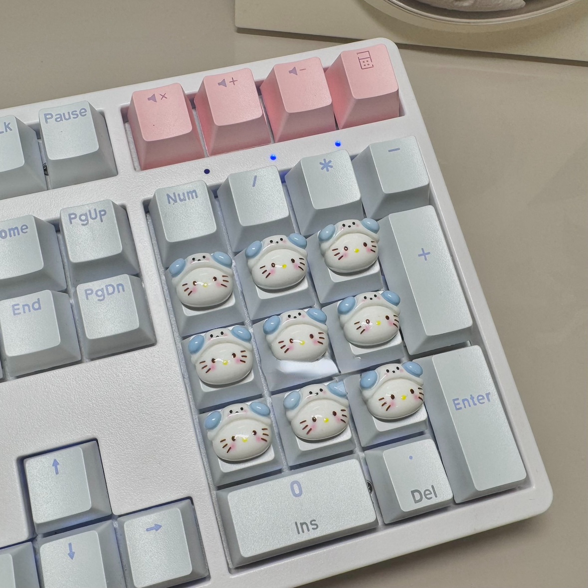 9 pcs/set Personalized Keycap Numeric Keypad 1-9 Kitty Cat Suitable for ...