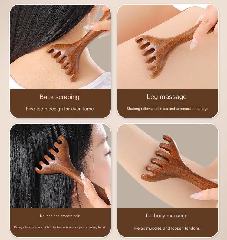 【Ready Stocks】Wooden Body Massager Therapy Massage Comb Sandalwood Face ...