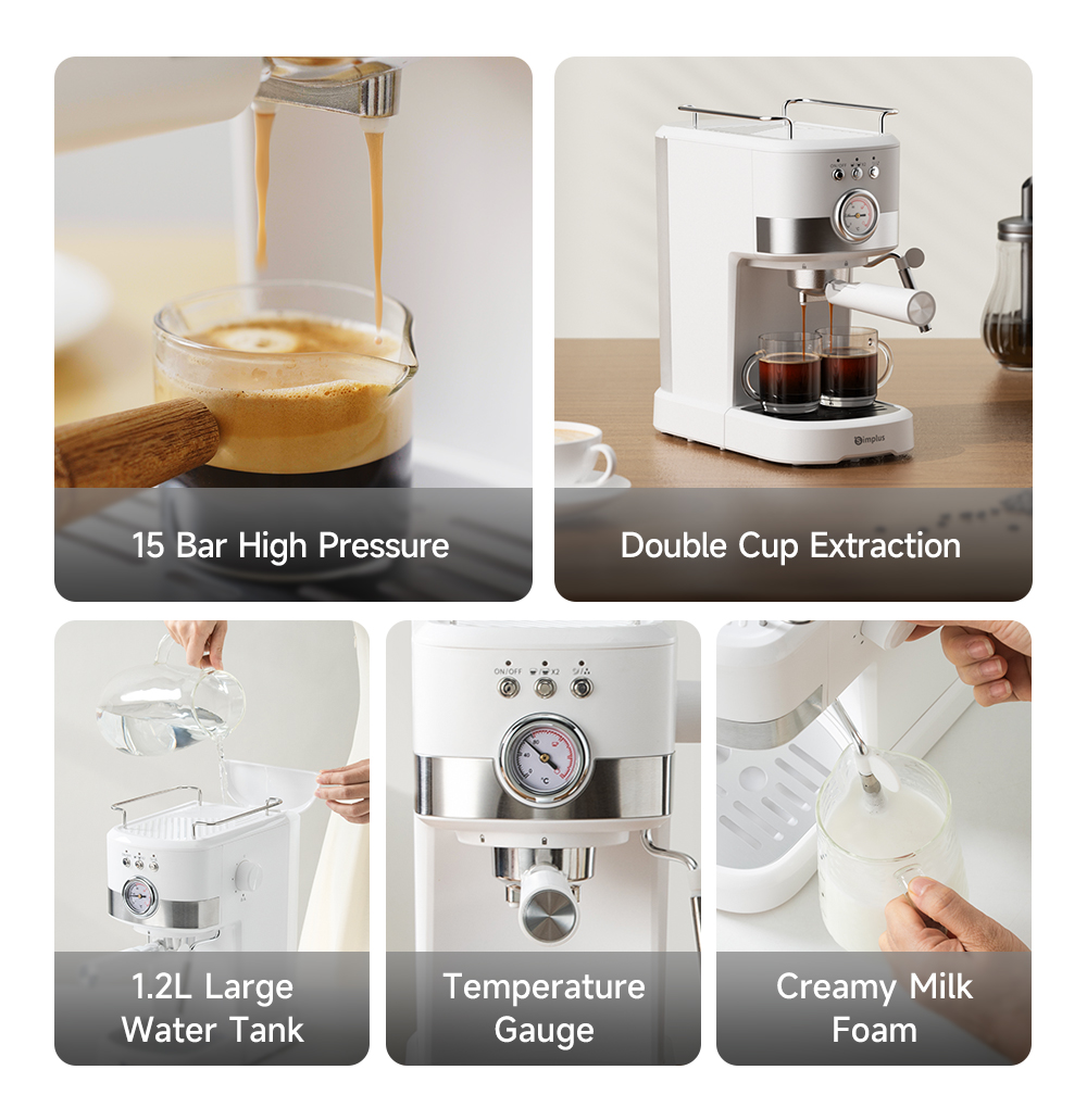 Simplus Coffee Maker | 15 Bar | Dual Cup Extract | 1.2L Tank | Auto ...