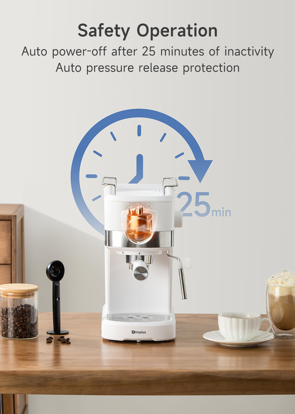 Simplus Coffee Maker | 15 Bar | Dual Cup Extract | 1.2L Tank | Auto ...