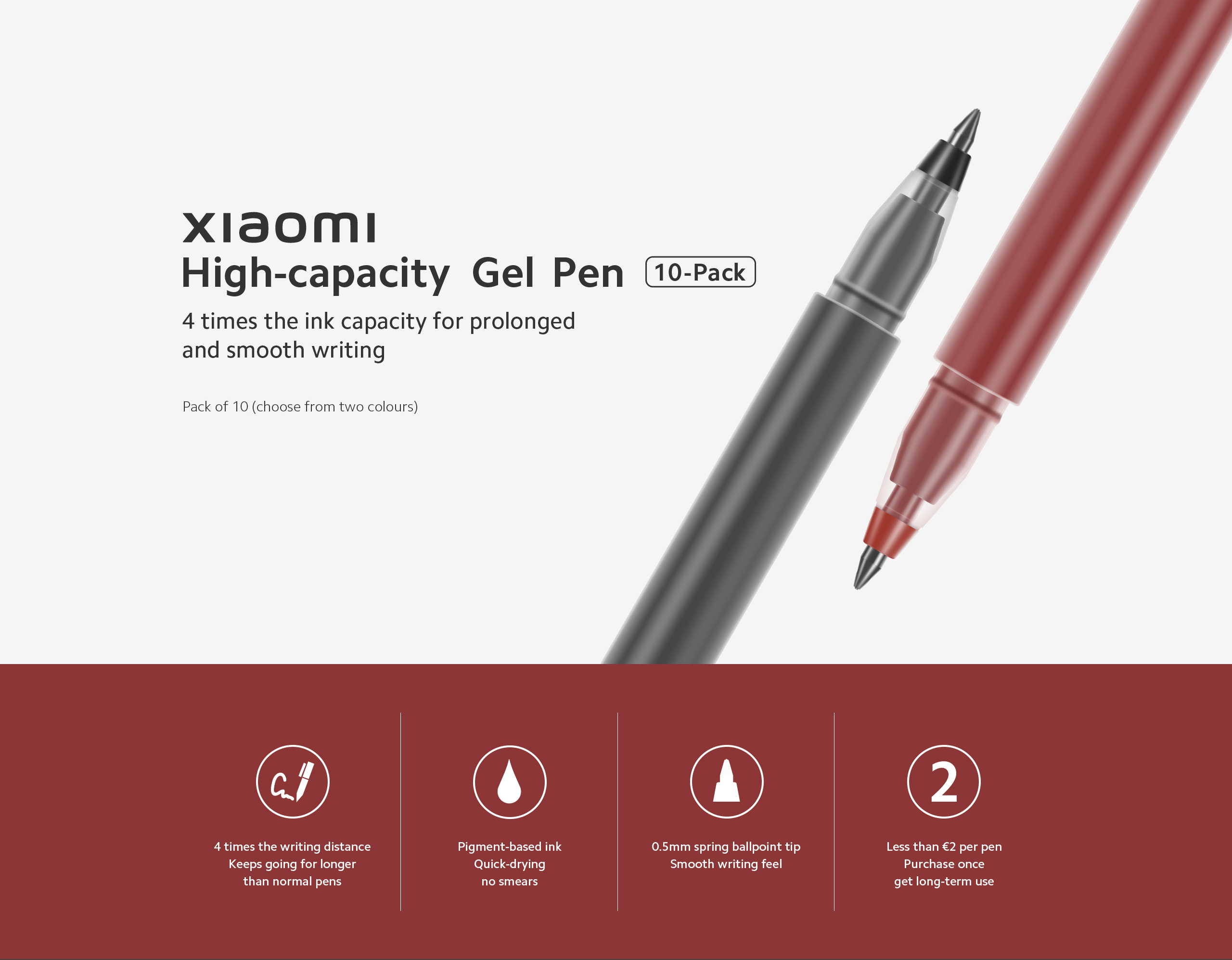 Xiaomi High-capacity Gel Pen (5-pack)/ (10-pack) | Shopee Singapore