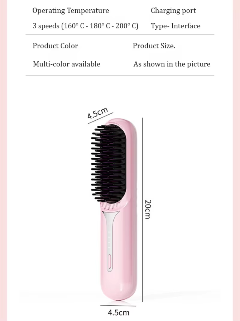 Portable Straight Hair Comb USB Negative Ion Straightener Comb Teeth ...