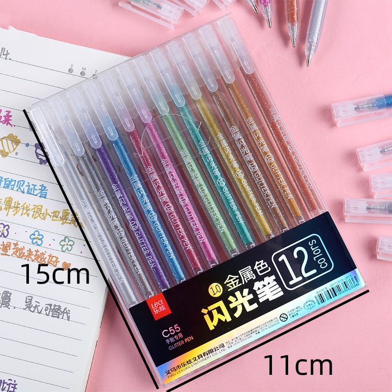 12pcs Shimmering Shinning Glitter Colouring Doodling Pen Glitter ...