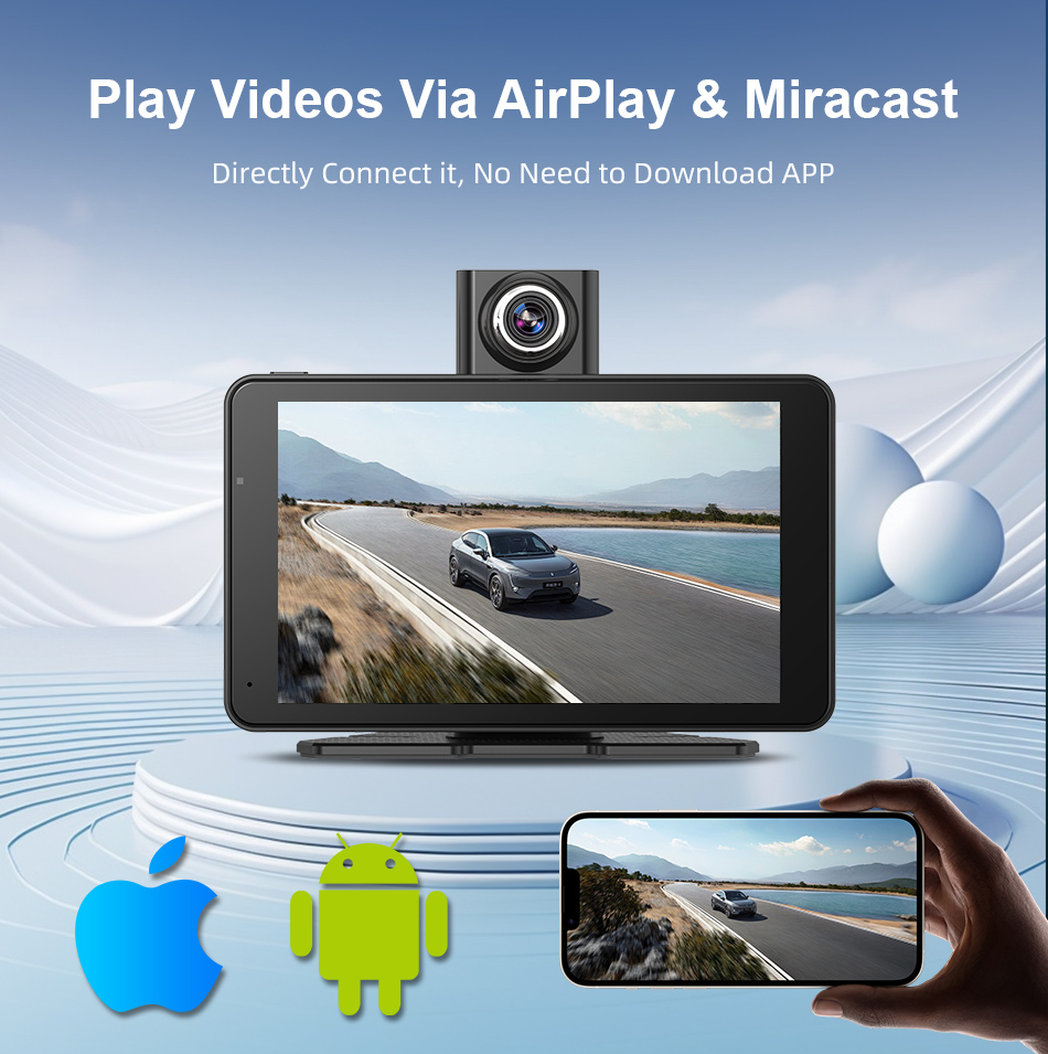 Jansite 7-inch Car DVR Dashcam 4K Carplay Android Auto 2160P Front ...