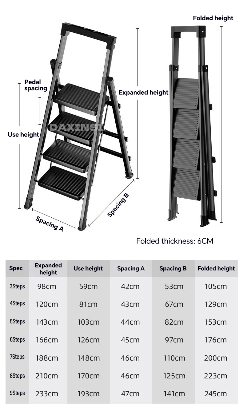 DAXINSI Ladder Folding Ladder Portable Staircase Climbing Ladder ...