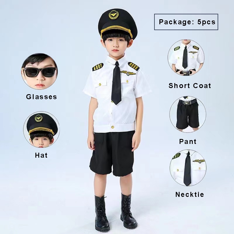 Congme Airline Pilot Captain Costume for Kids Boys Girls Captain ...