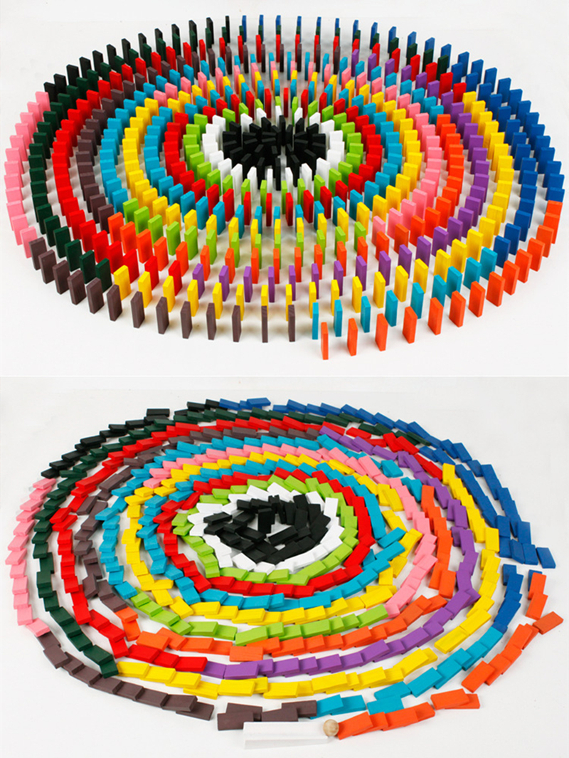 Colorful Wooden Dominos Blocks Set Educational Play Building and Stacking Dominos | Shopee Singapore