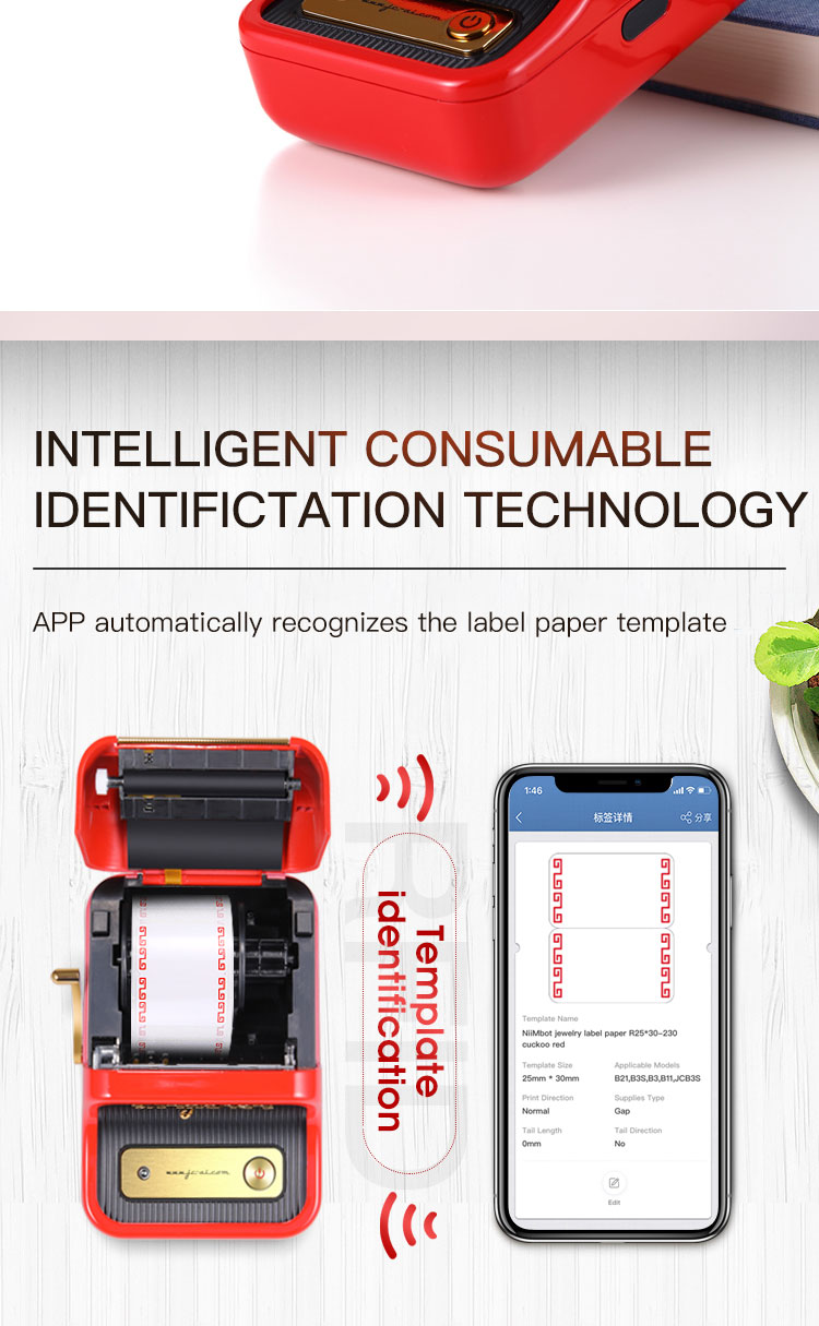 NIIMBOT B21 PRO Label Printer 20-50mm 300dpi Thermal Bluetooth Inkless Sticker Maker Photo ...