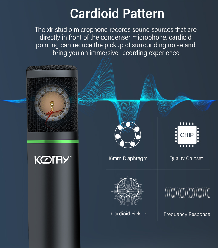 KoorFly F22 U87 Pro Condenser Microphone With XLR Cable Microphone ...
