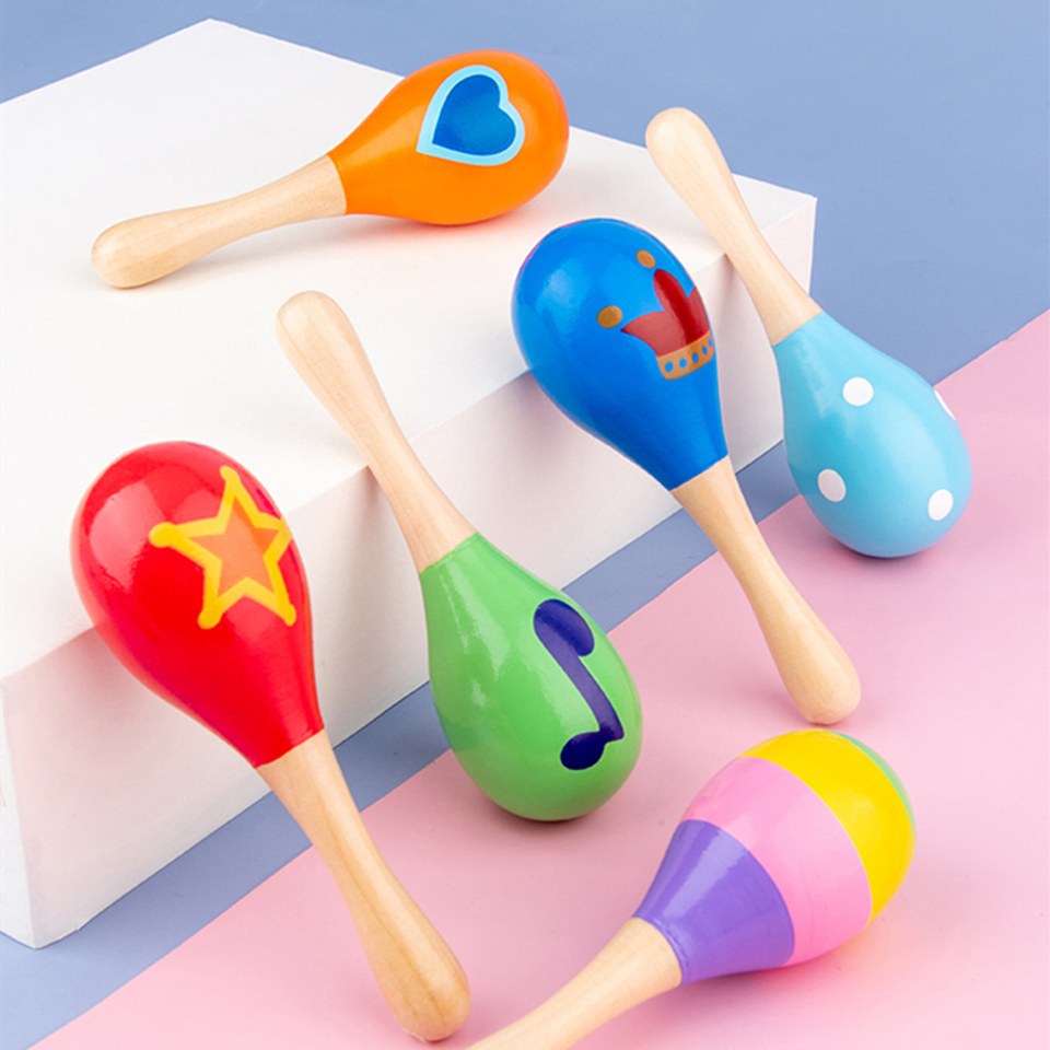 Treeyear Mini Wooden Maracas Rattles Egg Shaker Kids Musical Party ...