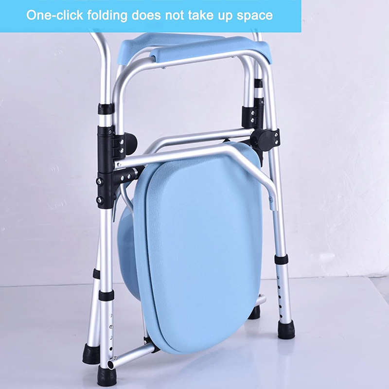 Foldable Potty Chair Toilet Steel Bedside Commode Adjustable Commode ...