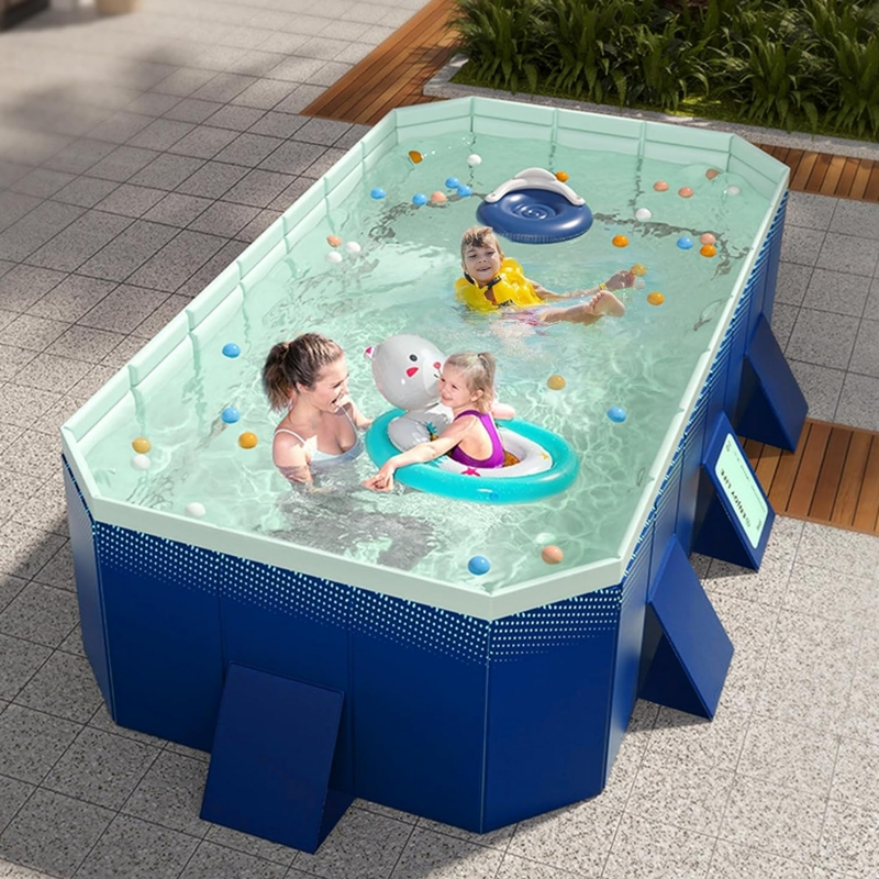 Large Foldable Swimming Pool Rectangular Family Swimming Pool For 1-8 ...