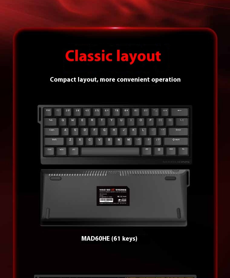 MADLIONS MAD 60/68HE Eesports Magnetic Switch Keyboard With Streamlined ...
