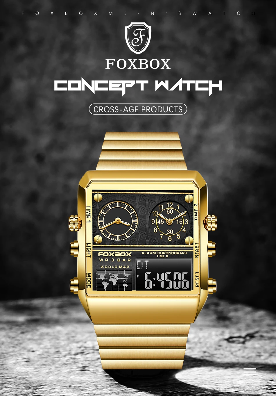 FOXBOX New Creative Square Watch Men Top Brand Luxury Digital Watch ...