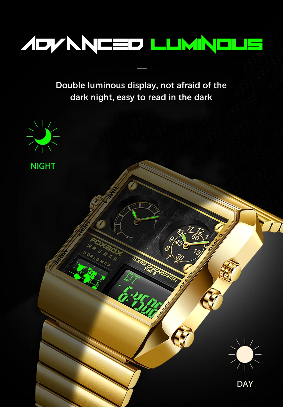 FOXBOX New Creative Square Watch Men Top Brand Luxury Digital Watch ...