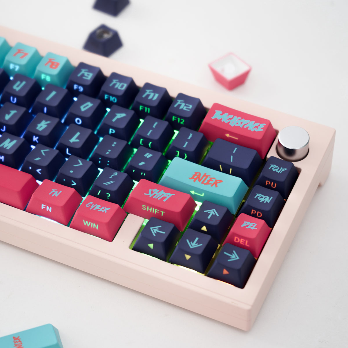 130 Keys Cyberpunk Keycaps Side Shine Through PBT Dye-sub Cherry ...