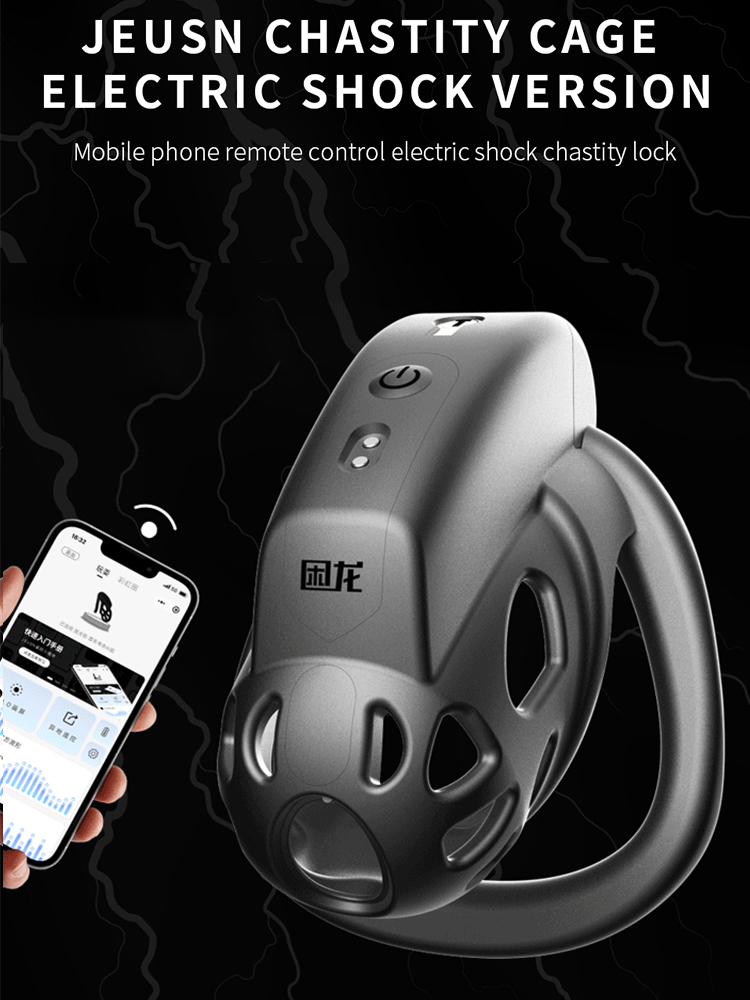 JEUSN Male electric shock Penis Chastity Cage Mobile remote control ...