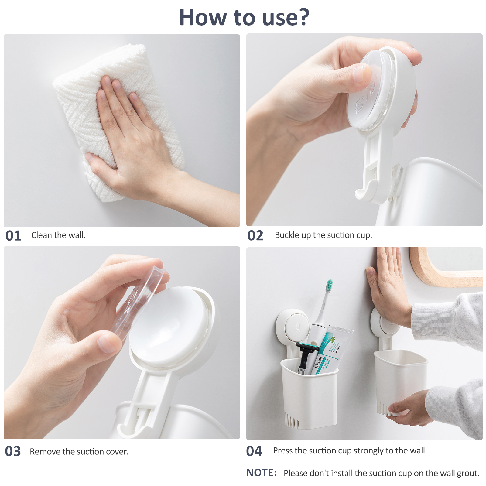 TAILI Suction Cup Toothbrush Razor Toothpaste Holder No Drilling ...