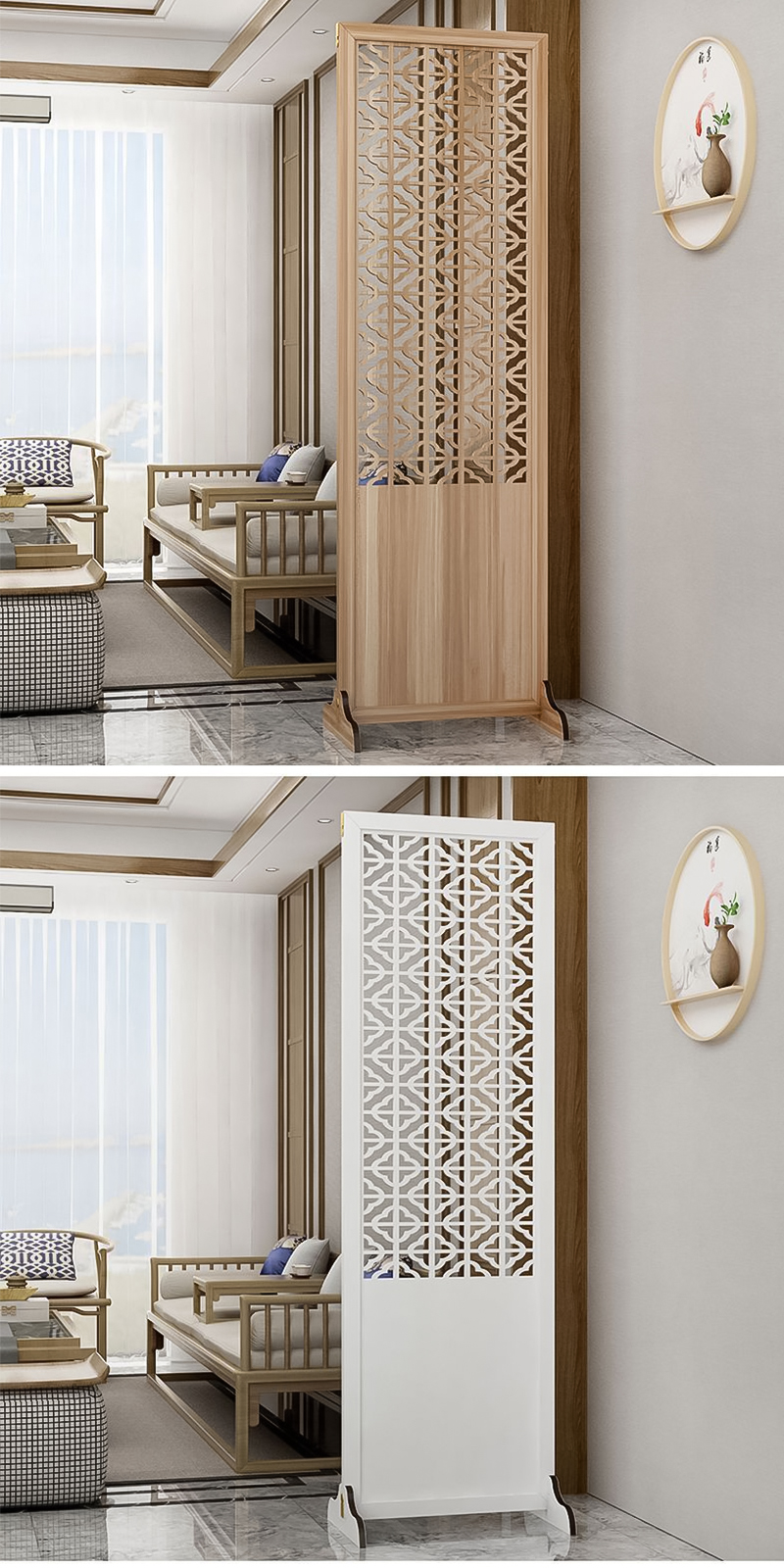 Screen partition new chinese style screen entryway entrance solid wood ...