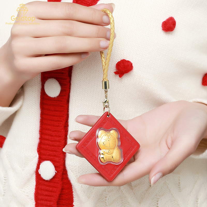【Goldtop】Doraemon Wealth Attraction Gold Bars (0.2g) 999/24K Gold Coins-Gold Pendants-Keychains ...