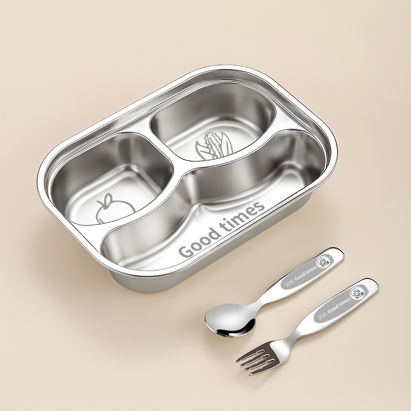 2/3 Gird Kid Dinner Palte 316 Stainless Steel Palte Compartments Tray ...