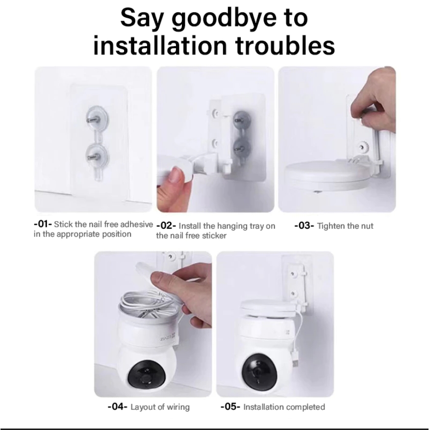 【SG Seller】2 In 1 No-Drill Wall Mount Camera Stand CCTV Holder Home ...