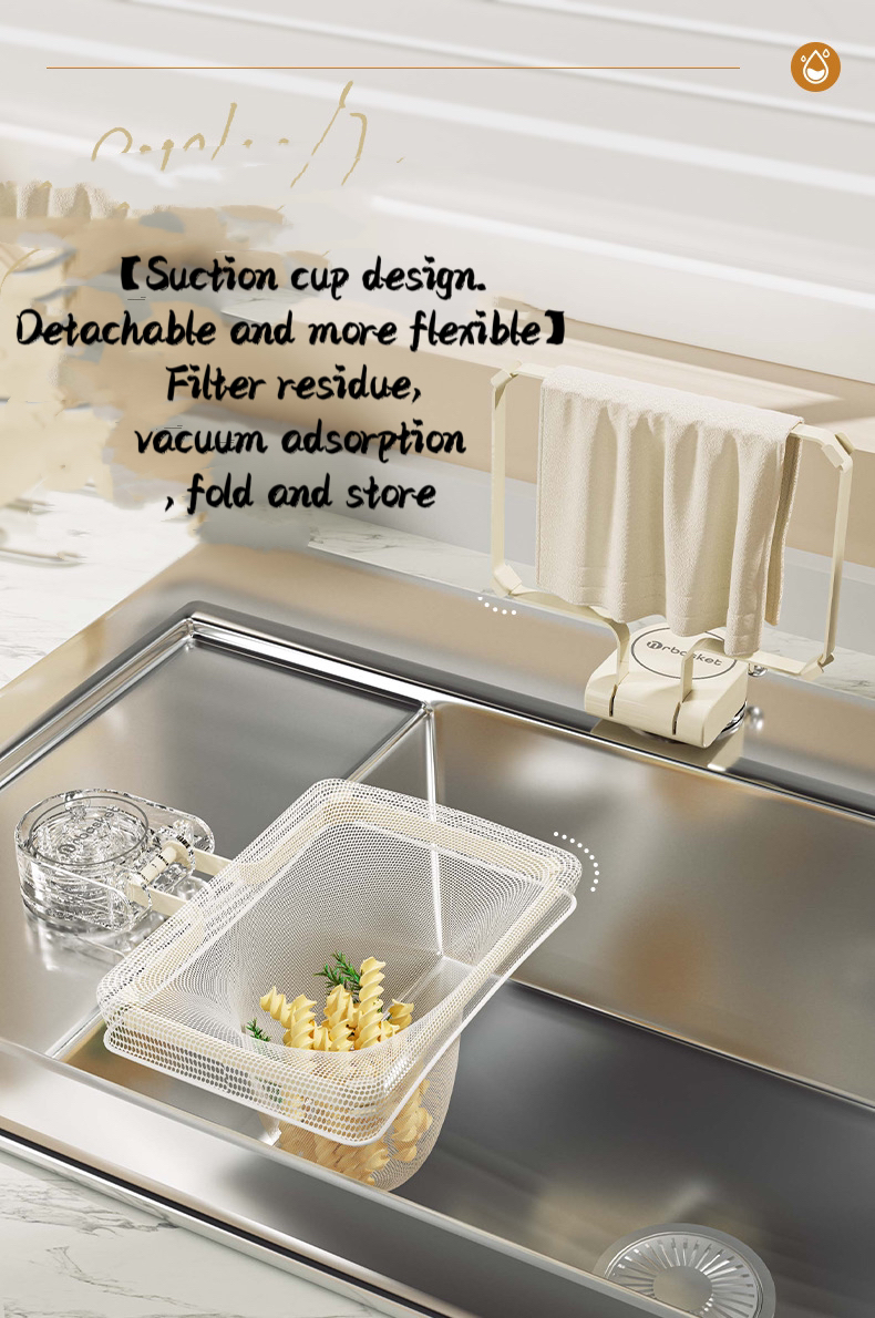 Suction Cup Kitchen Sink Filter Drainage Rack with Disposable Filter Net Basket Movable Anti ...