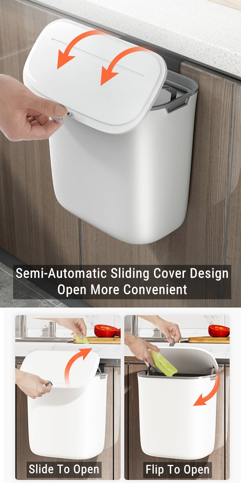 【EVA】Kitchen hanging dustbin 厨房壁挂垃圾桶 wall-mounted trash bin with lid 2 ...
