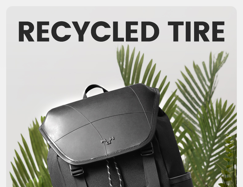 MAH 3119 Tour Recycled Tire Black Backpack With Waterproof Fabric 15.6 ...