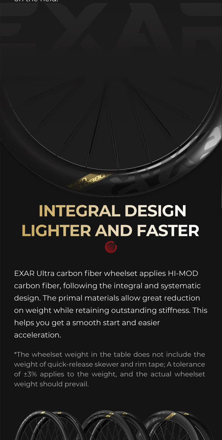 EXAR Carbon Fiber Wheelset Ultra 2025 Front Rear Wheels Ceramic Bearing ...