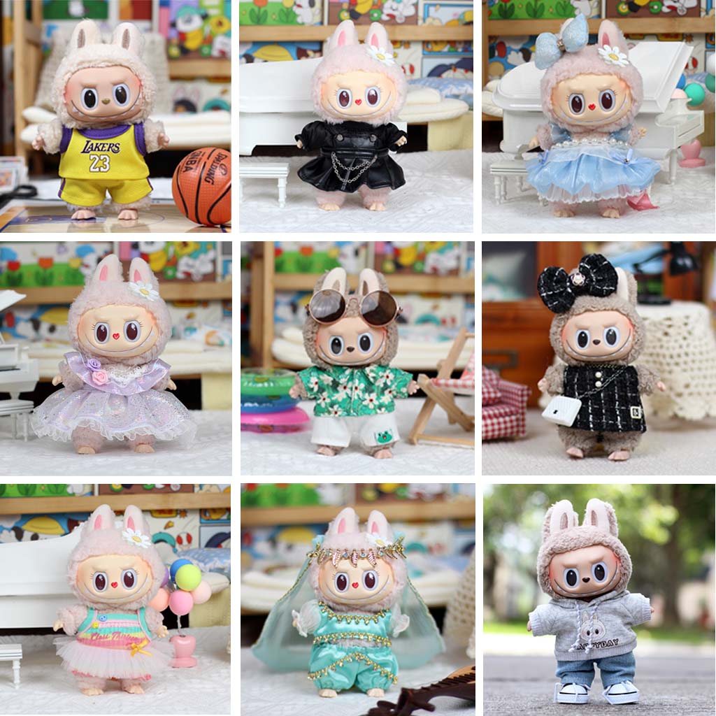 Labubu clothes shirt pants skirt for 17cm Labubu macaron Doll ...