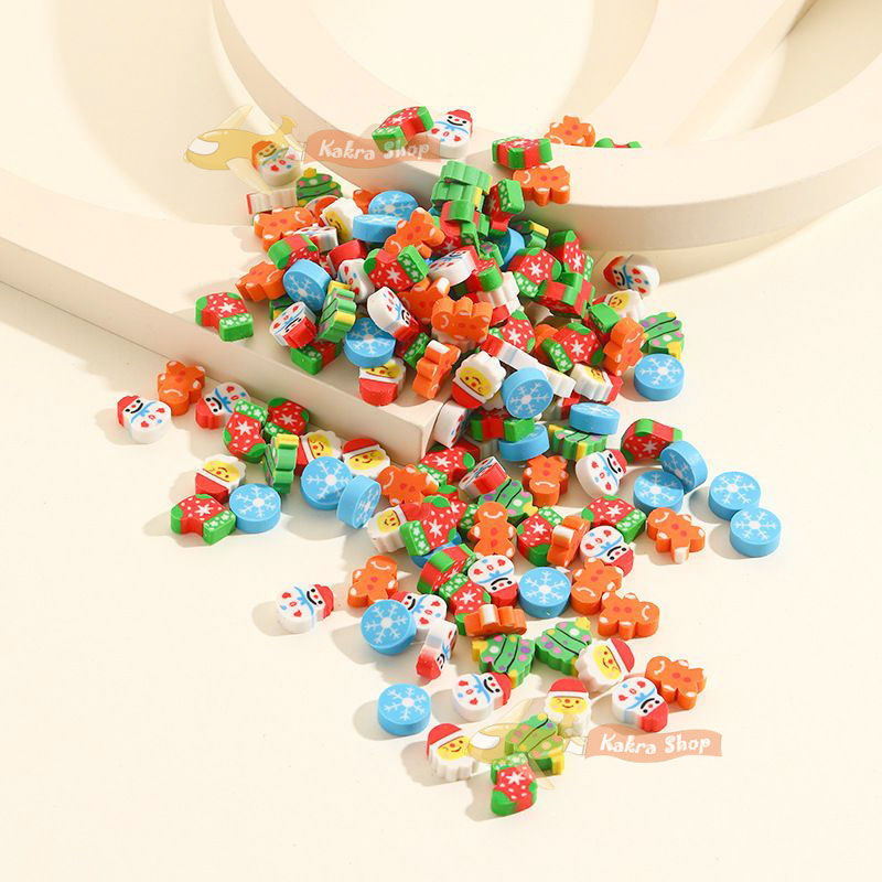 100pcs Christmas Eraser Mini Snowman Santa Claus Christmas Tree Pencil ...