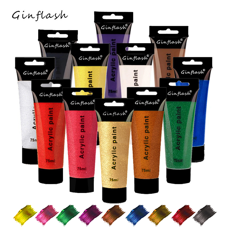Ginflash 1pc 75ml/tube Acrylic Paint Glitter art Paints drawing DIY ...