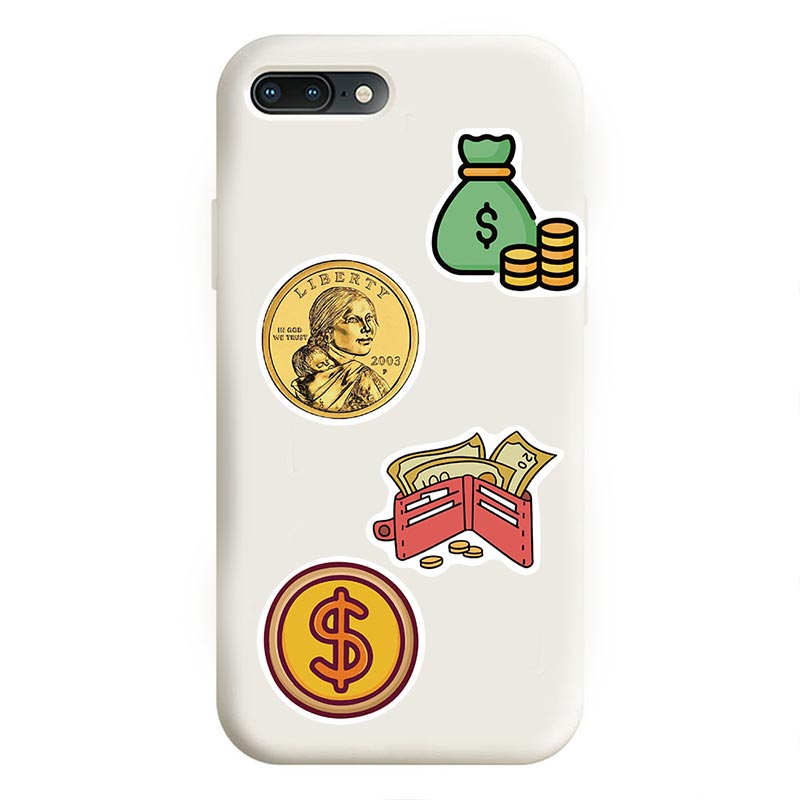 50PCS Funny Gold Coin Stickers Cartoon Money Dollar Decals DIY Notebook ...