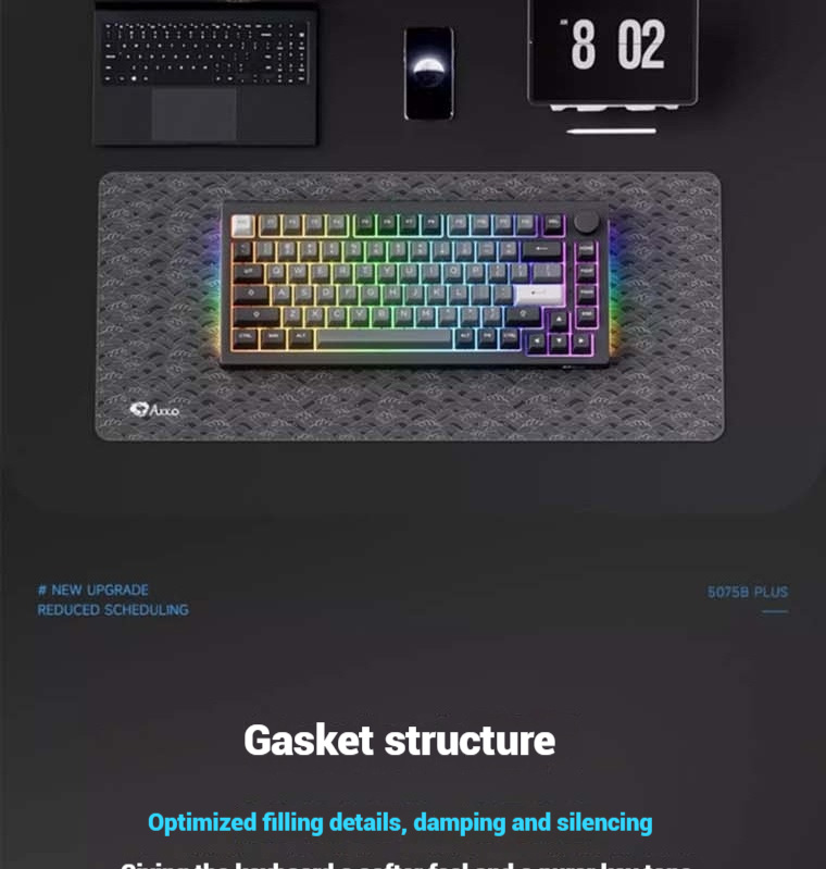 AKKO 5075B Plus three mode Mechanical keyboard ASA Black Silver Black Blue Hot Swappable RGB ...