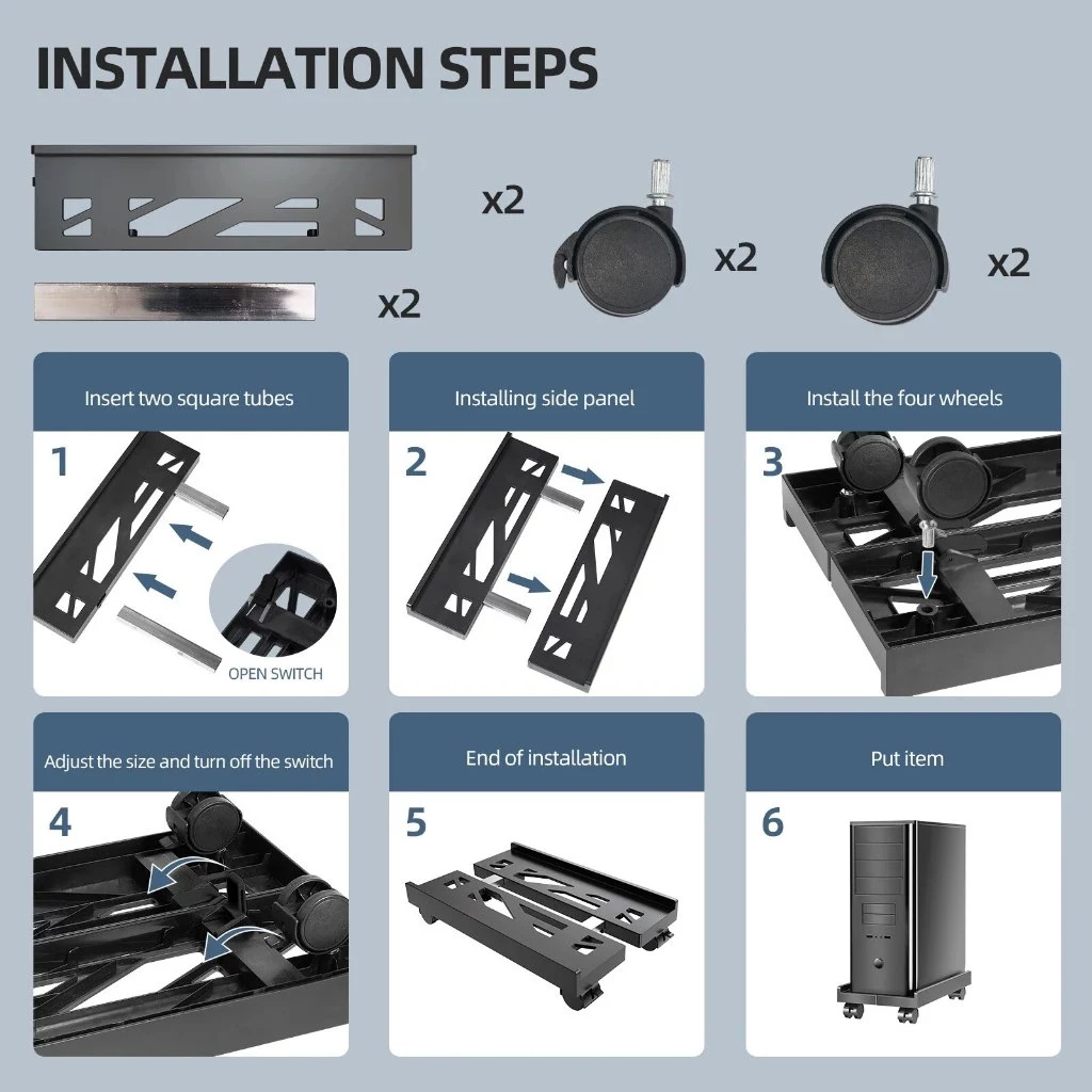 [🇸🇬 SELLER] Cpu Stand Adjustable With Wheel 360 Rotating Pc Stand/Cpu ...