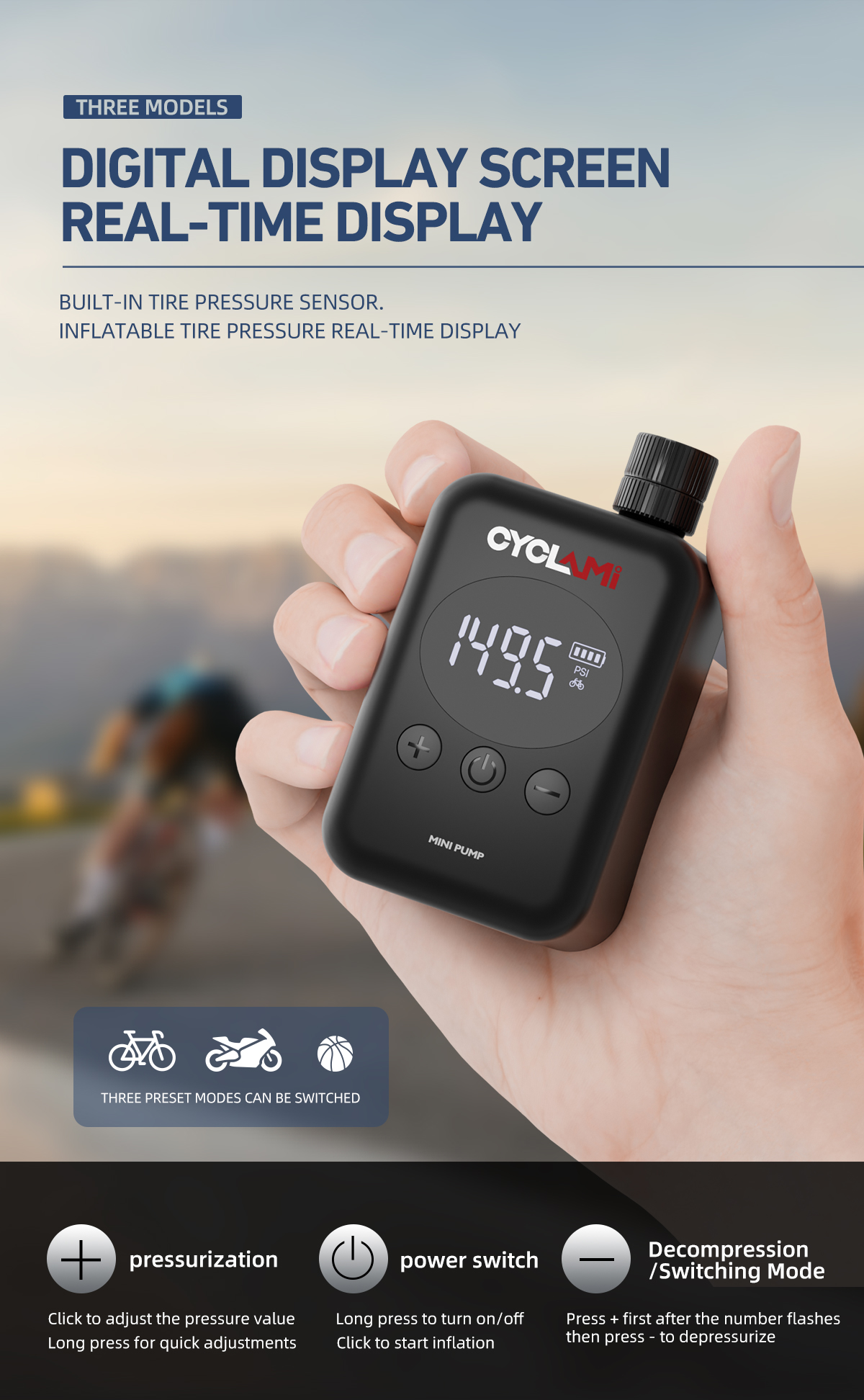 CYCLAMI HW139 150 PSI Portable Pocket Bike Electric Air Pump ...